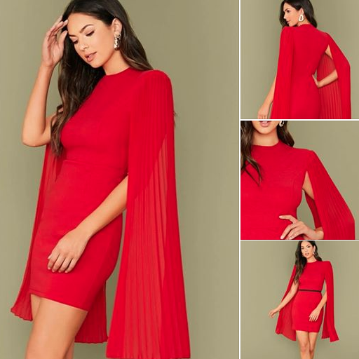 Robe Cape moulant couleur rouge | Femmes: vêtements au Maroc - Mouhim.Ma