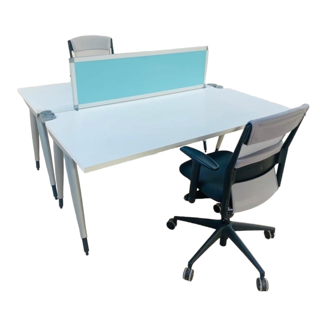 Bureau open space 2 poste avec séparation bleu Steelcase | Locaux ...