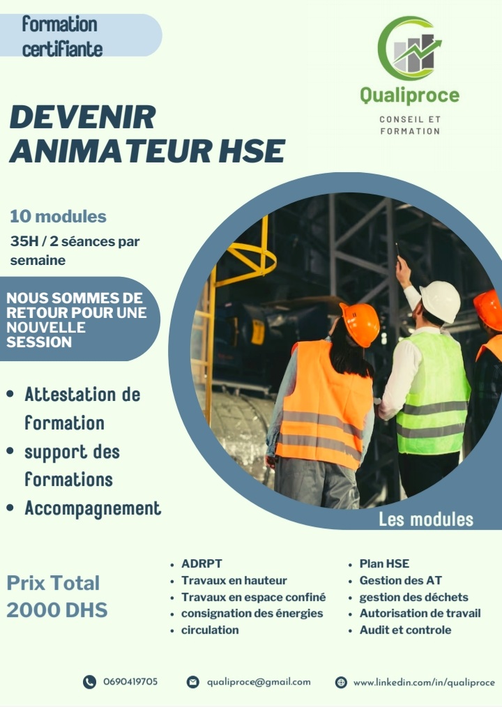 Une formation en hse | Formations au Maroc - Mouhim.Ma
