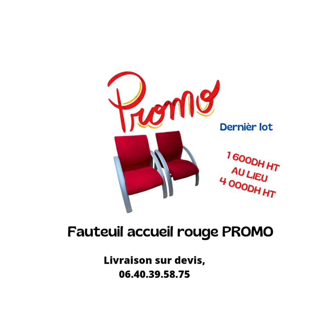 Fauteuil accueil rouge promo | Locaux: matériel, fournitures au Maroc - Mouhim.Ma