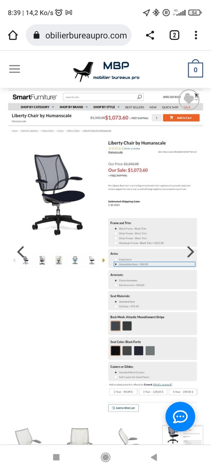 Chaise haute roulette humanscale liberty comptoir & caisse au Maroc ...