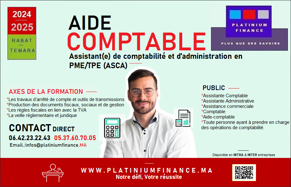 Formation OPERATIONNELLE - AIDE COMPTABLE- ASSISTANT COMPTABLE | Formations au Maroc - Mouhim.Ma