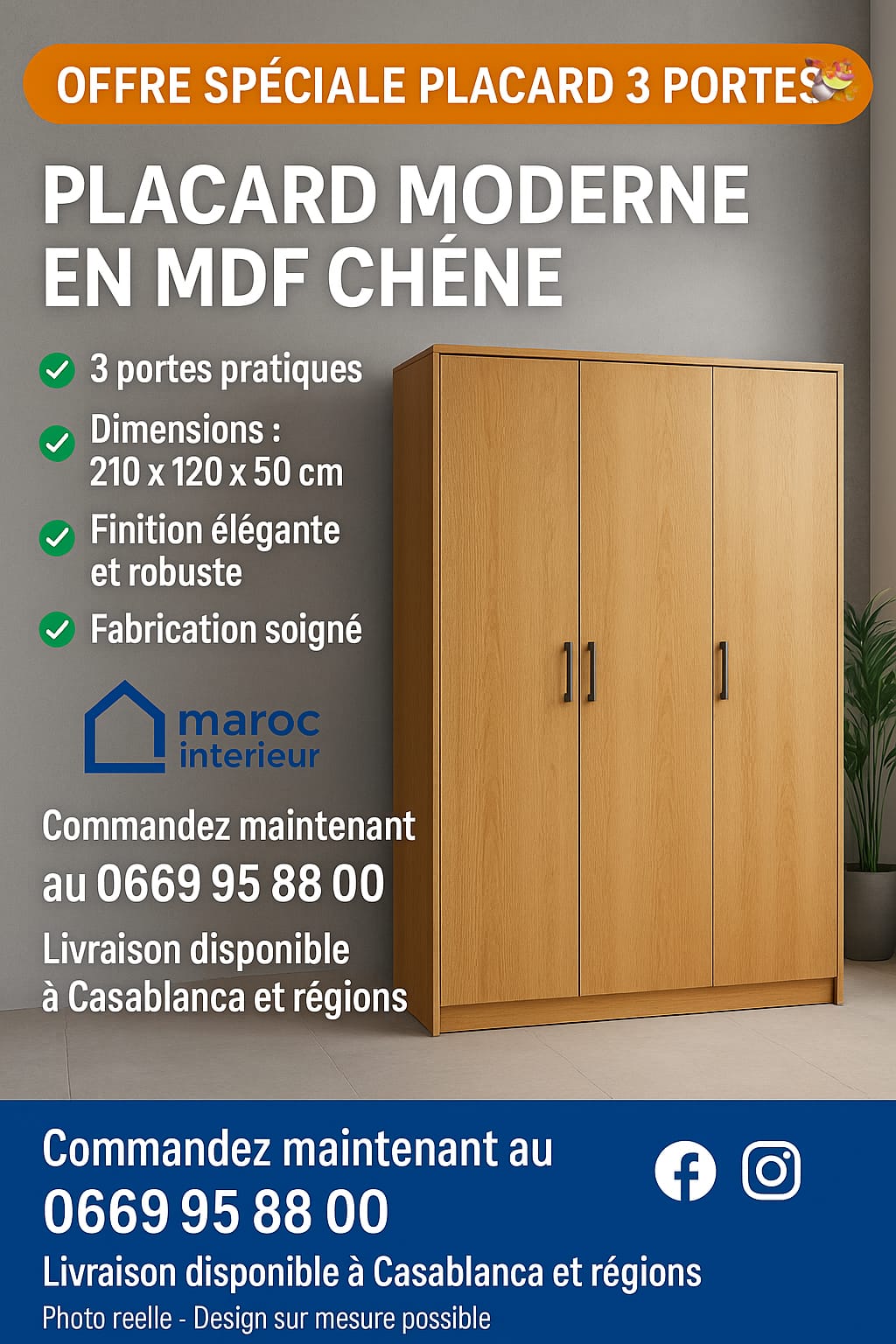 Placard moderne en MDF Chène | Meubles, décoration du XIXe au Maroc ...